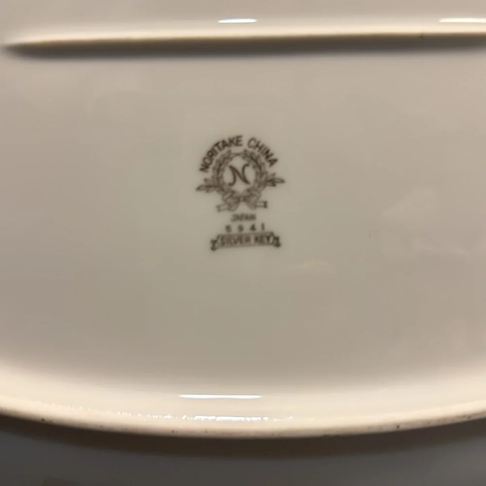 Noritake | Dining | Noritake Silver Greek Key White Oval Platter With ...